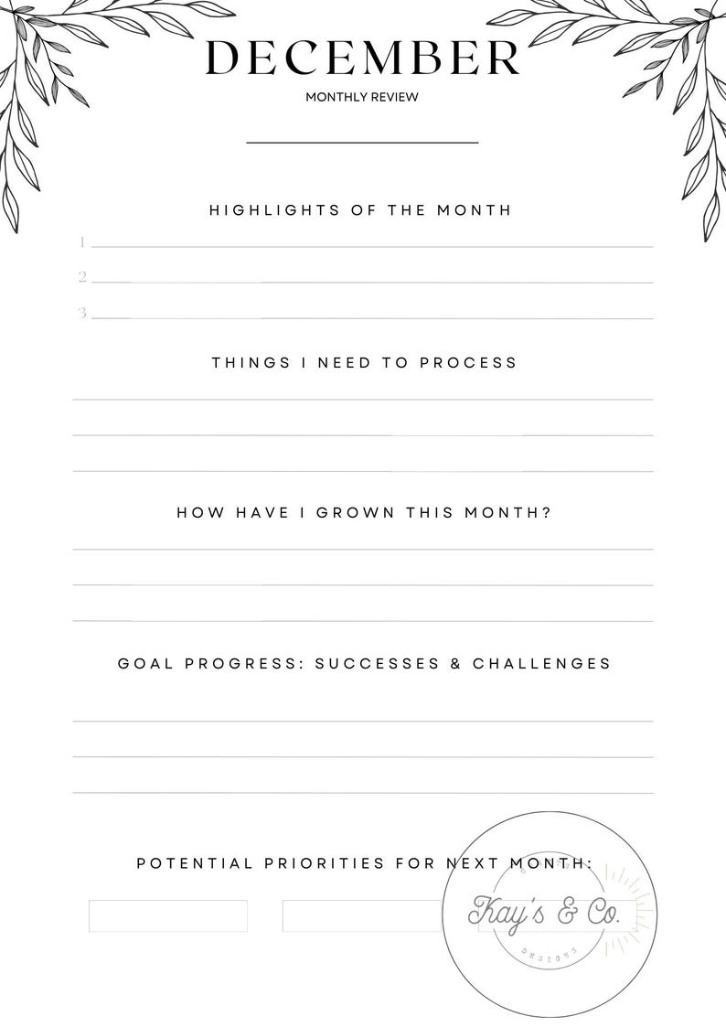 Monthly Journal and Planner Bundle - Monthly Planner, Daily Check-in ...