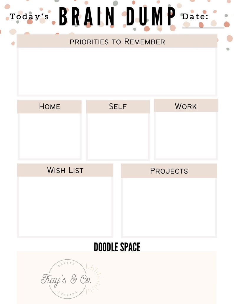 Daily Brain Dump Journal, Digital File, Printable - Etsy