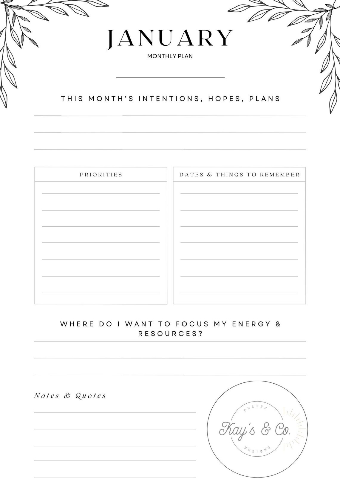Monthly Journal and Planner Bundle - Monthly Planner, Daily Check-in ...