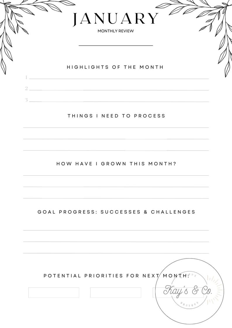 Monthly Journal and Planner Bundle - Monthly Planner, Daily Check-in ...