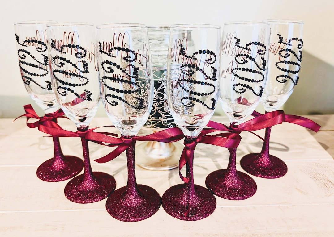 Personalized Rhinestone Champagne Flute: New Years Glass, Custom ...