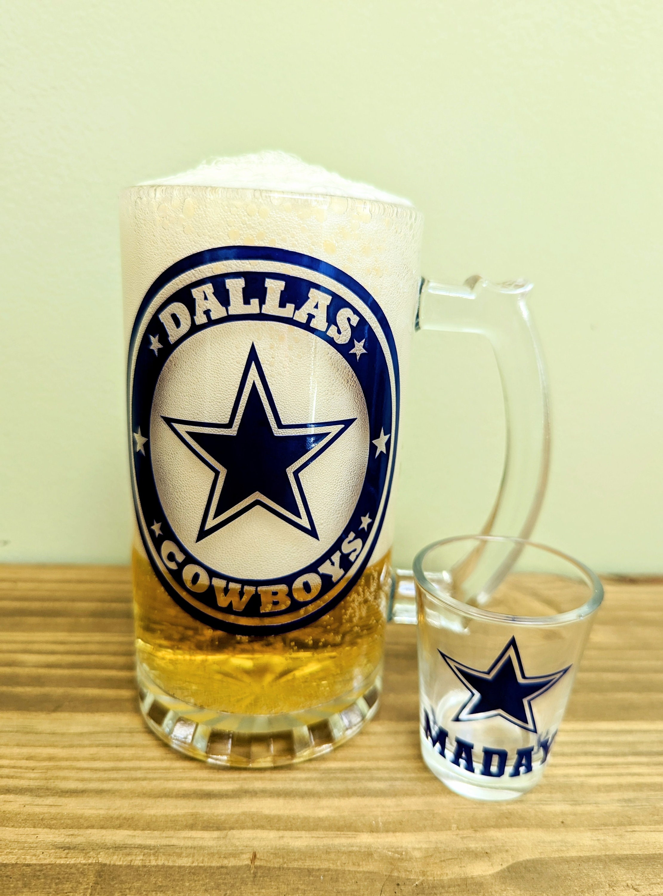 Father's Day Cowboys Beer & Shot Glass - Etsy
