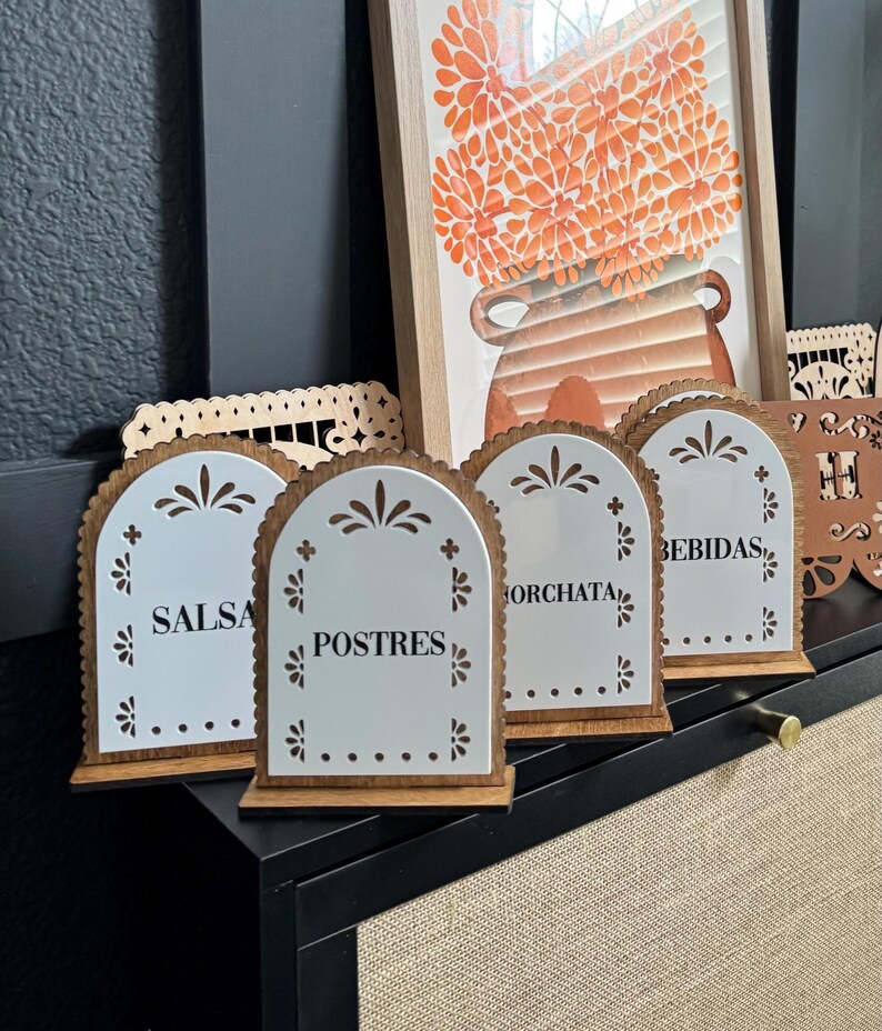 Mexican Fiesta Table Signs |papel Picado Style Food & Drink Labels ...