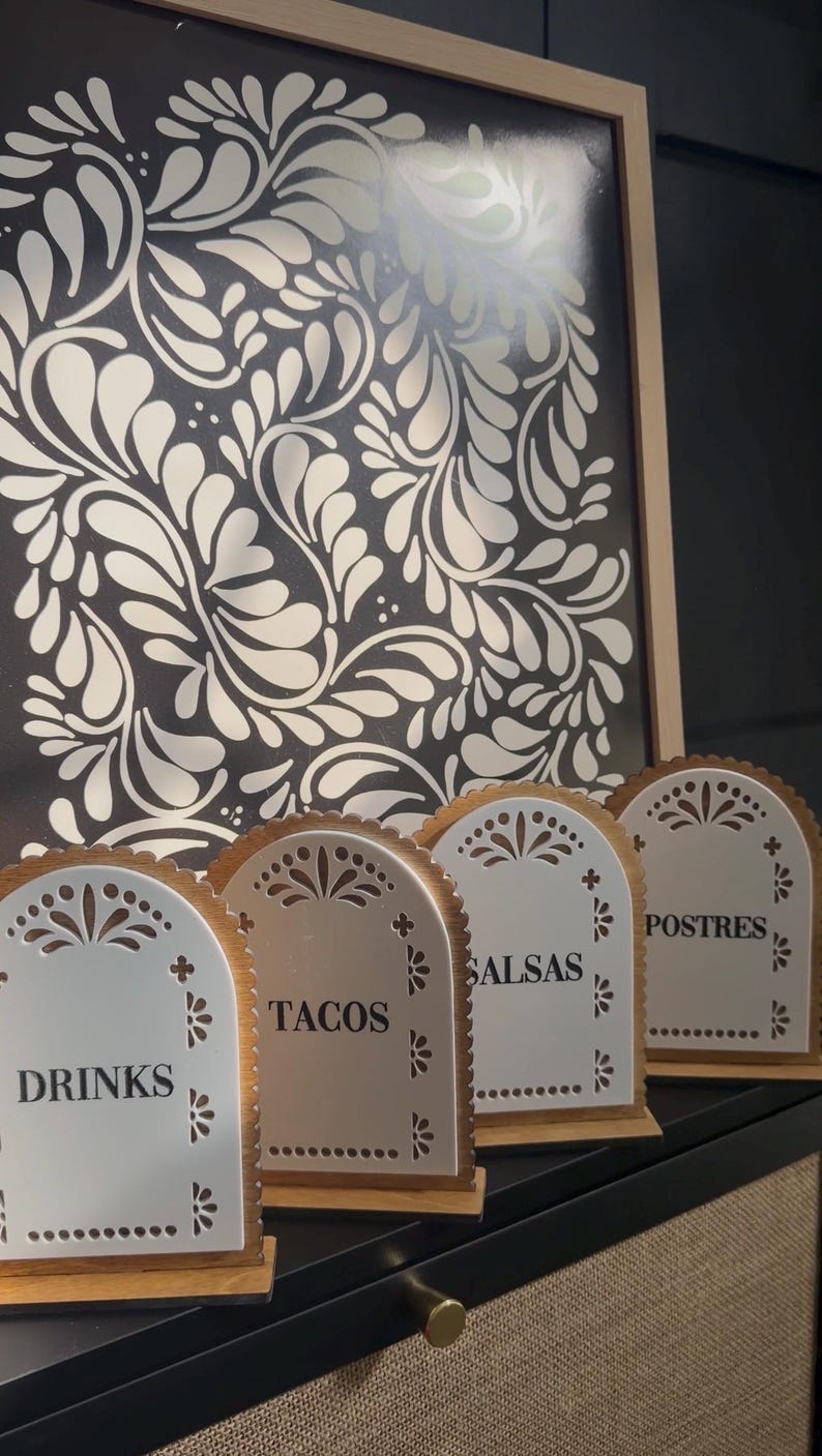 Mexican Fiesta Table Signs |papel Picado Style Food & Drink Labels ...