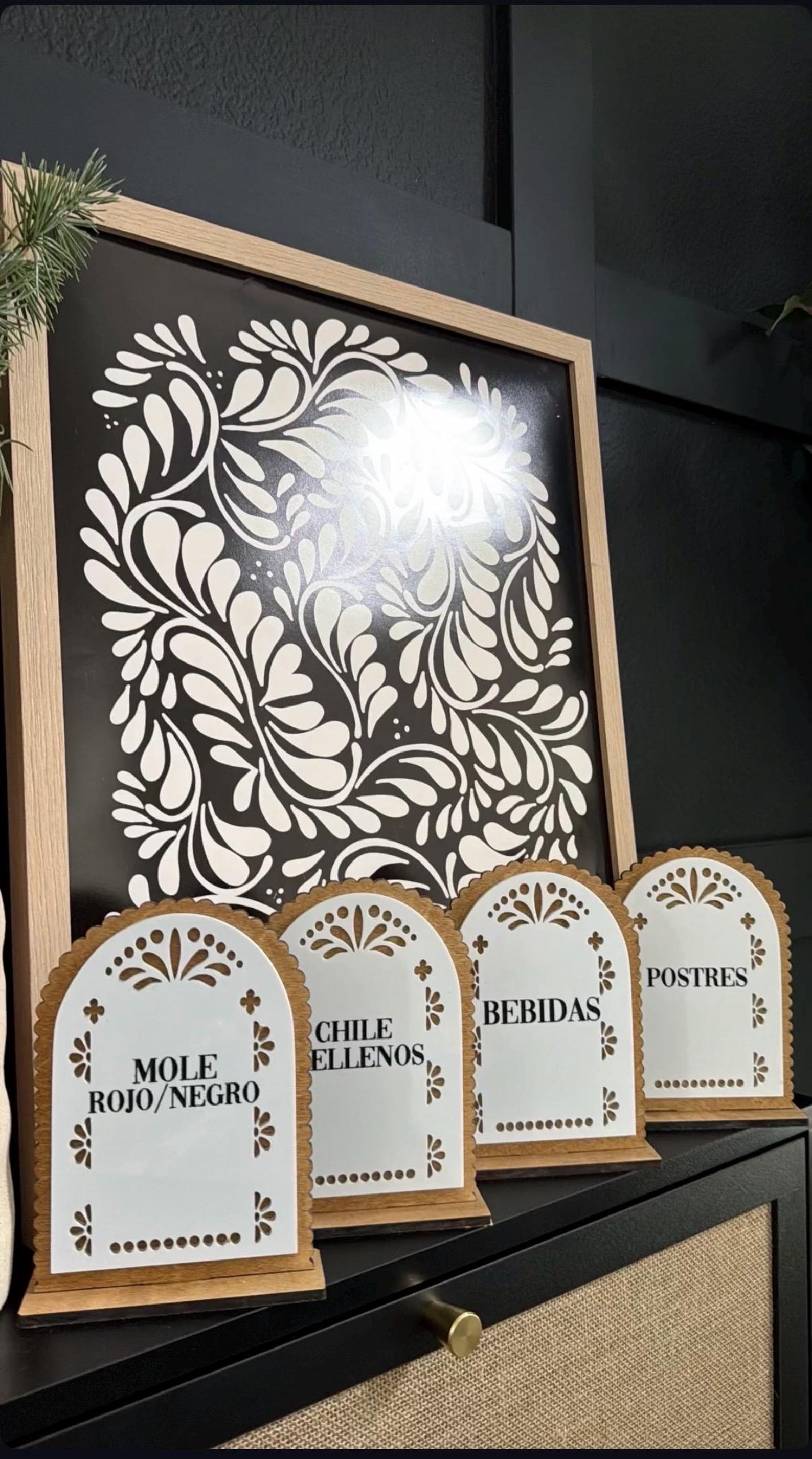 Mexican Fiesta Table Signs |papel Picado Style Food & Drink Labels ...