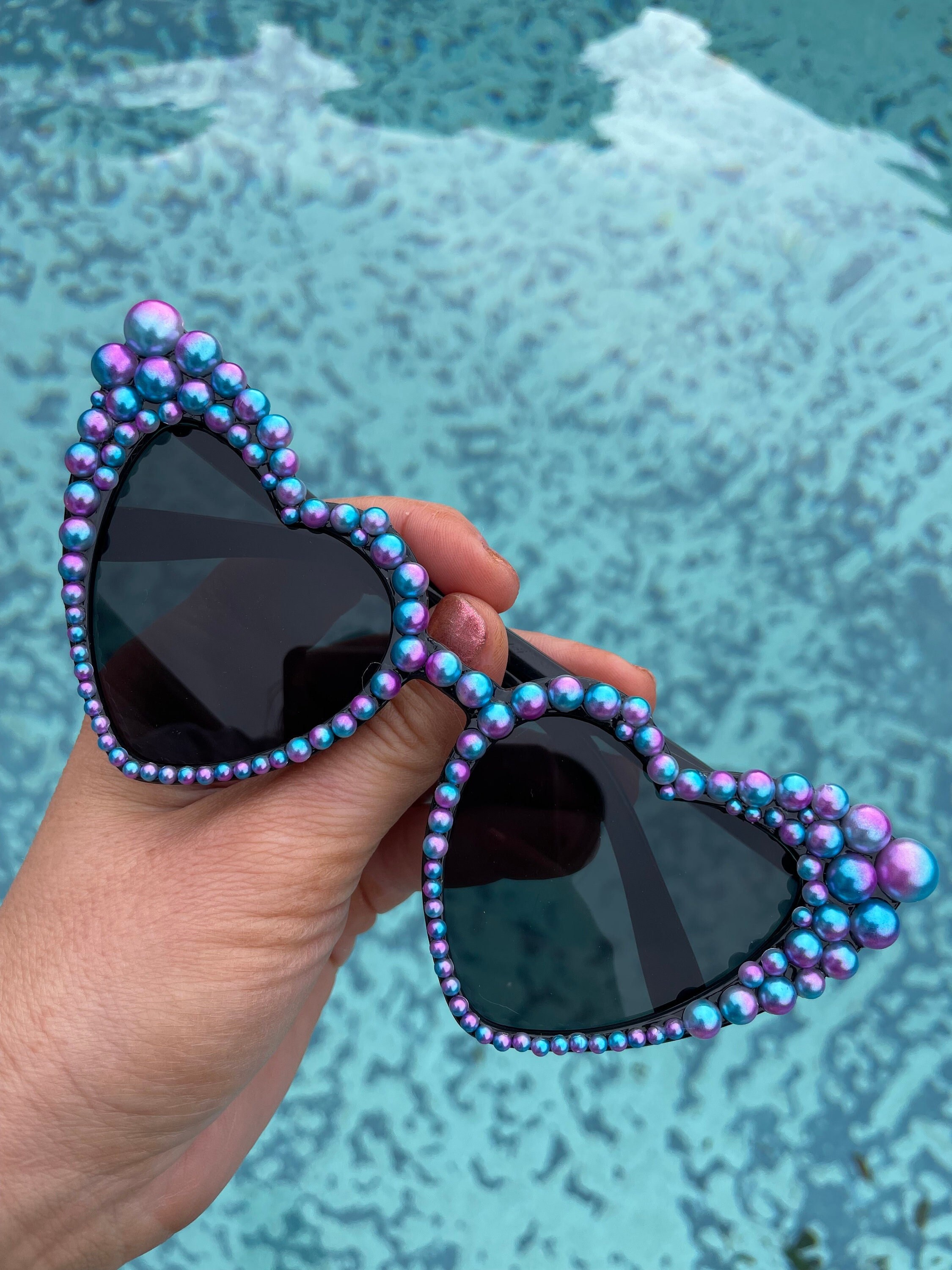 Heart Pearl Mermaid Sunglasses Bridal Sunglasses Custom Pearl Party Favor Birthday Sunglasses