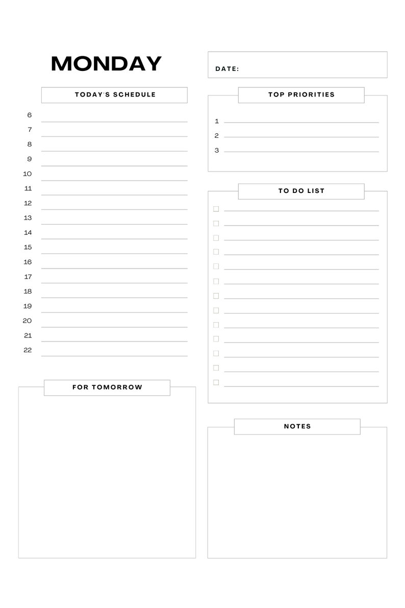 Minimalist Daily Planner Template: Printable Productivity Organizer - Etsy