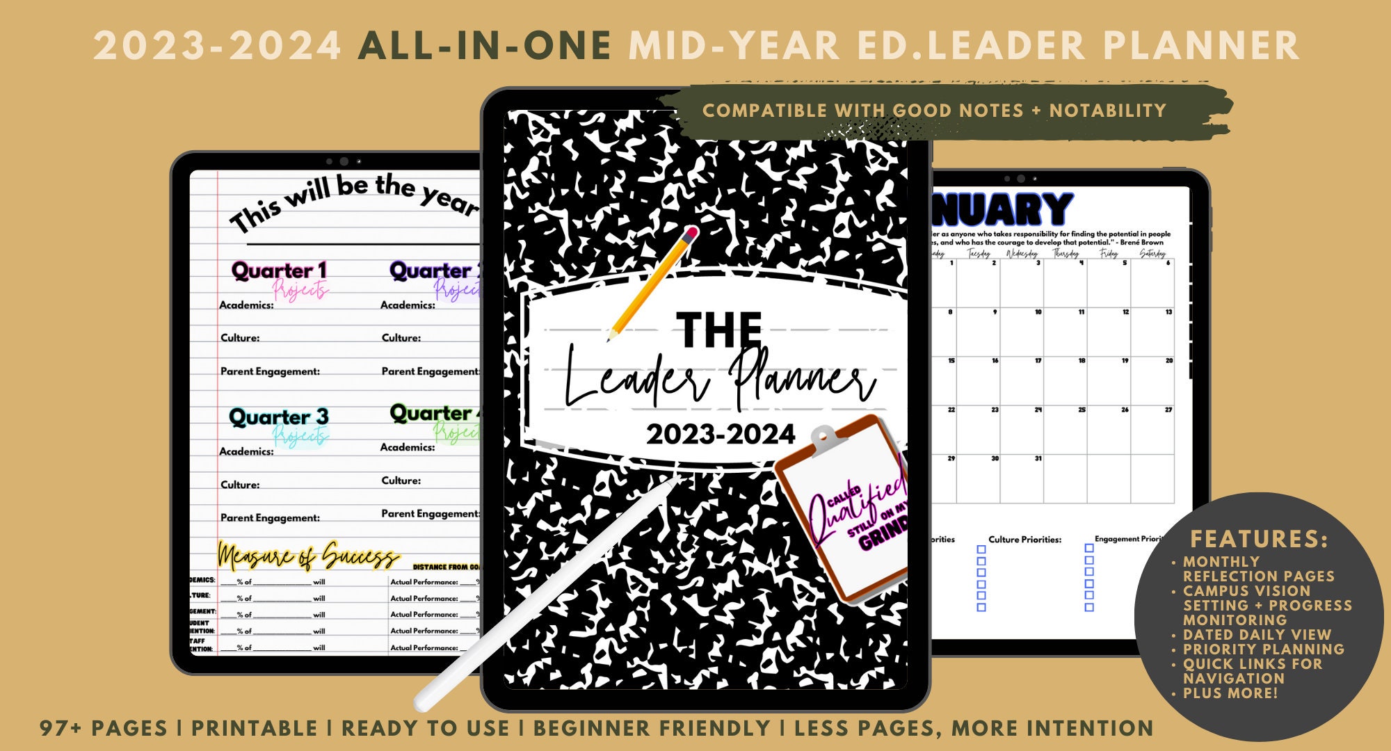 Educational Leader Digital Planner Assistant Principals Deans Coaches ...