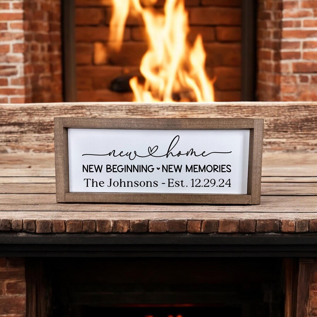 New Home Sign Personalized, New Home New Memories New Beginnings Sign, New Home Gift, Family ...