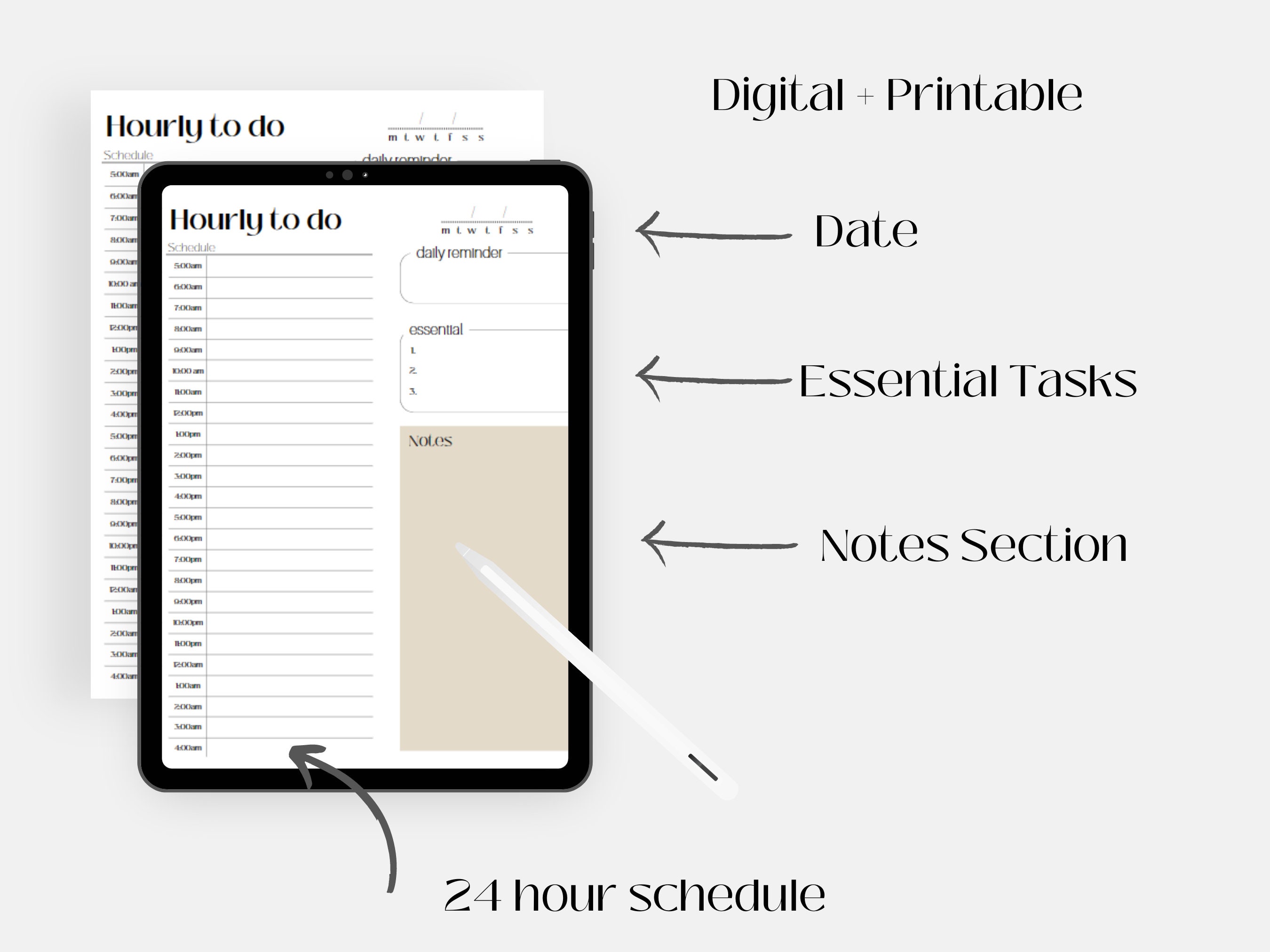 Printable Hourly to Do List, Digital List, Simple Task List, Digital ...