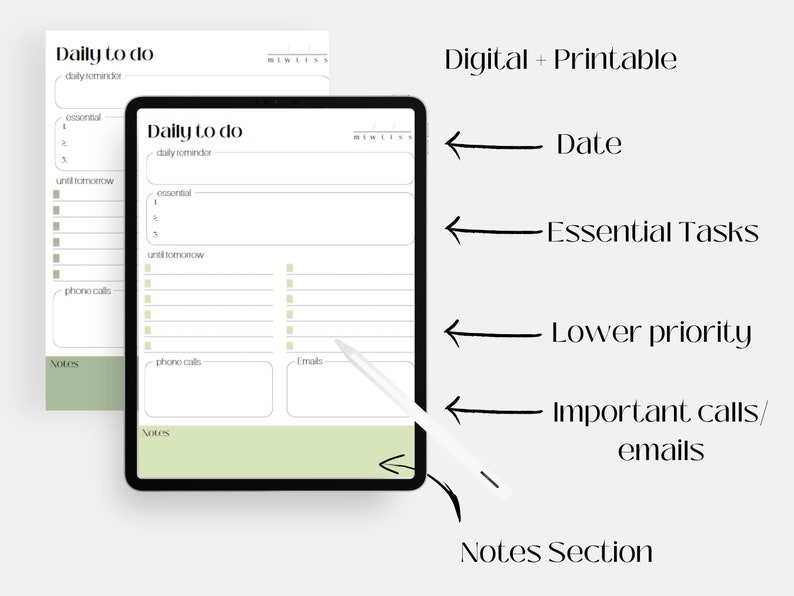 Printable Daily to Do List, Digital List, Simple Task List, Digital PDF ...