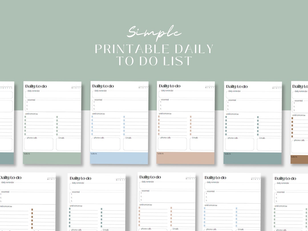 Printable Daily to Do List, Digital List, Simple Task List, Digital PDF ...