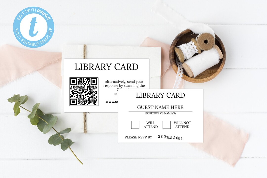 Storybook Wedding RSVP With QR Code, Templett Editable Templates, DIY ...