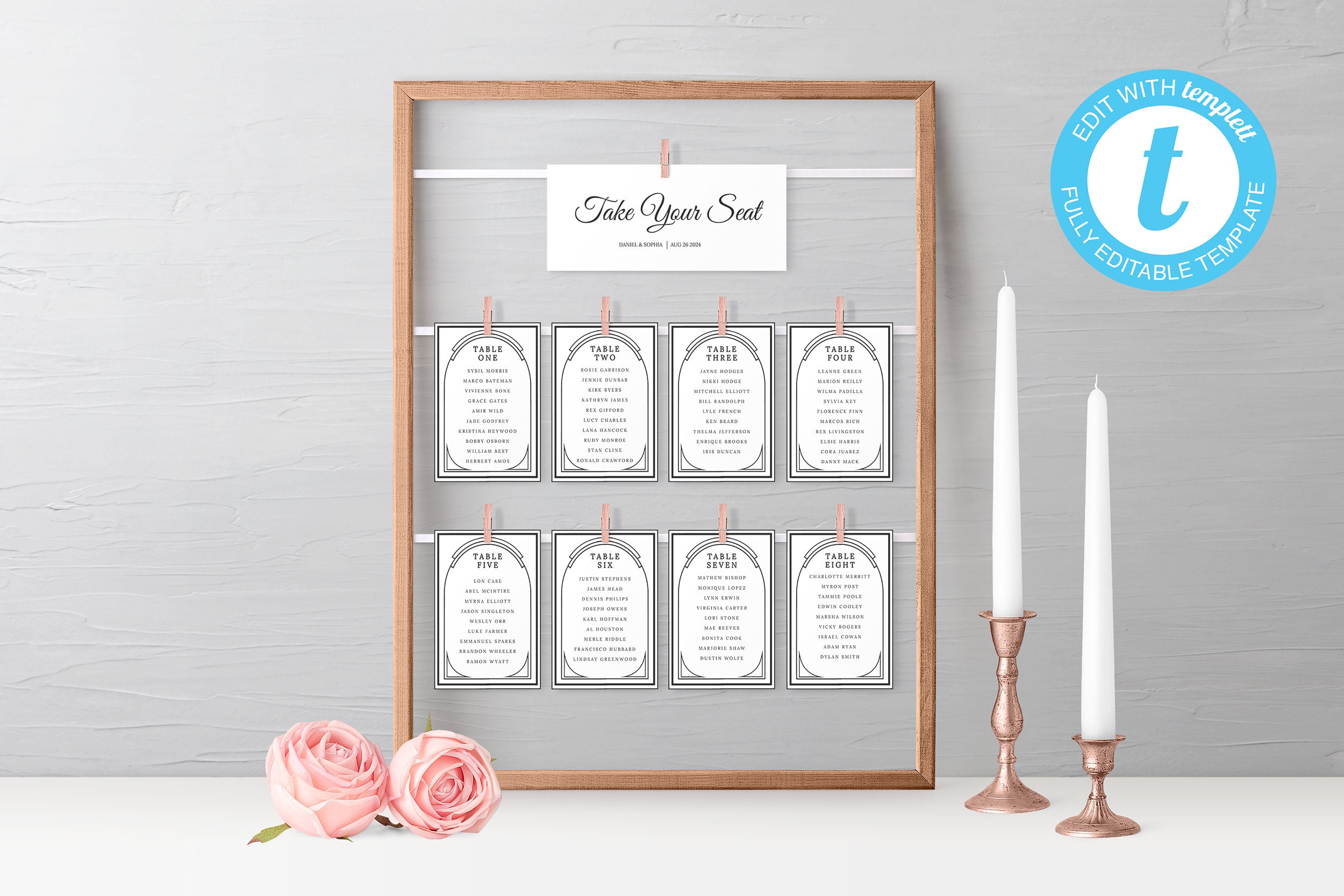 Storybook Wedding Seating Chart, Templett Editable Templates, DIY ...