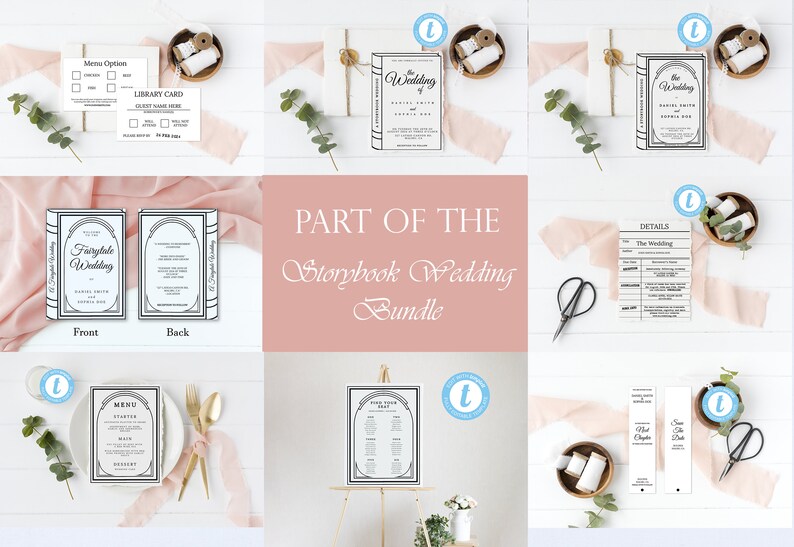 Storybook Wedding Seating Chart, Templett Editable Templates, DIY ...