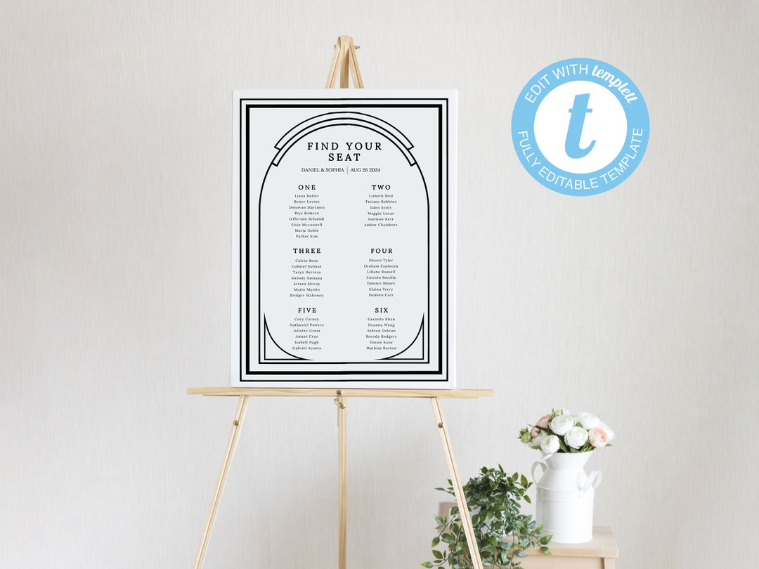 Storybook Wedding Seating Chart, Templett Editable Templates, DIY ...