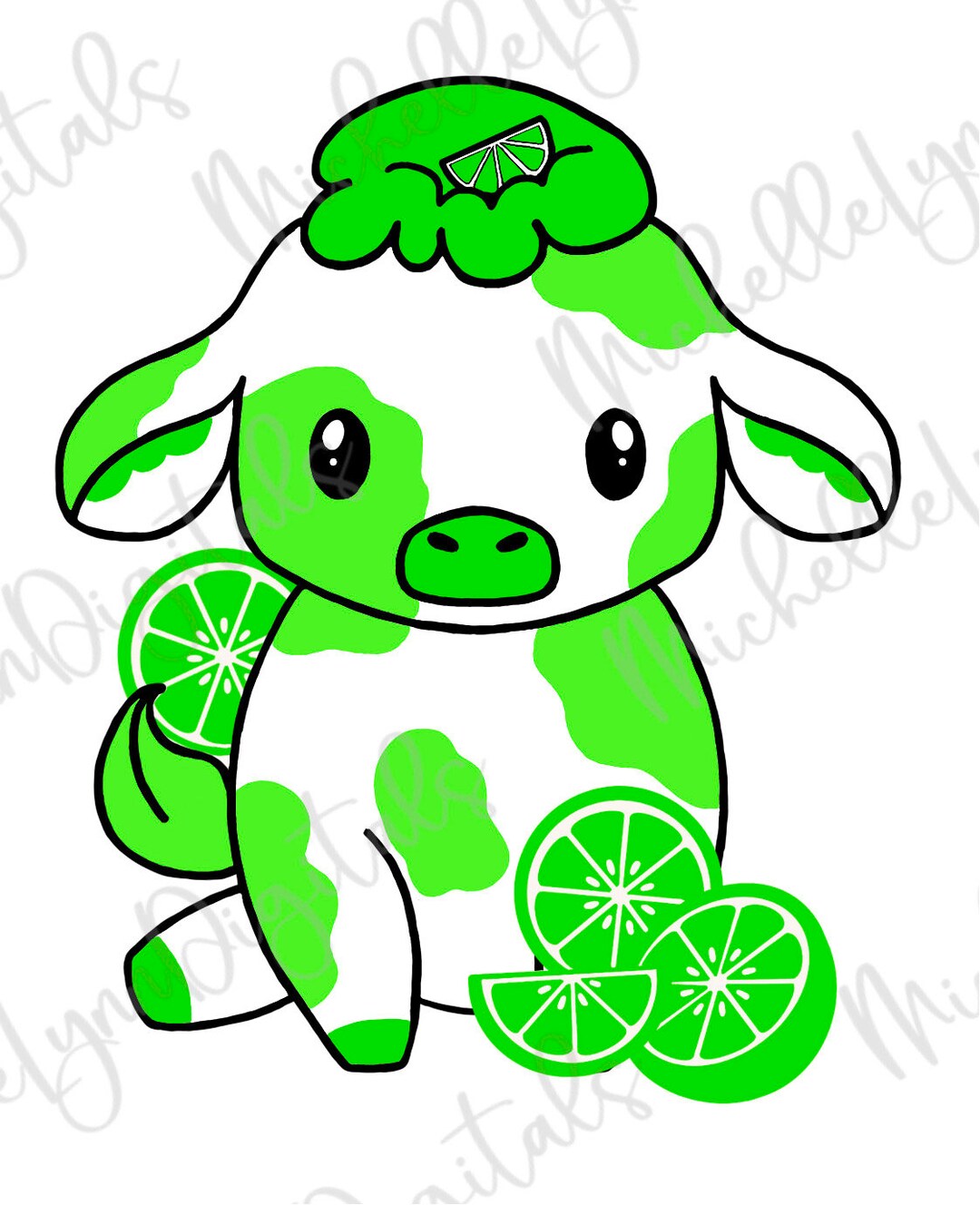 Cute Lime Cow Digital File | PNG File | SVG File | - Etsy Canada