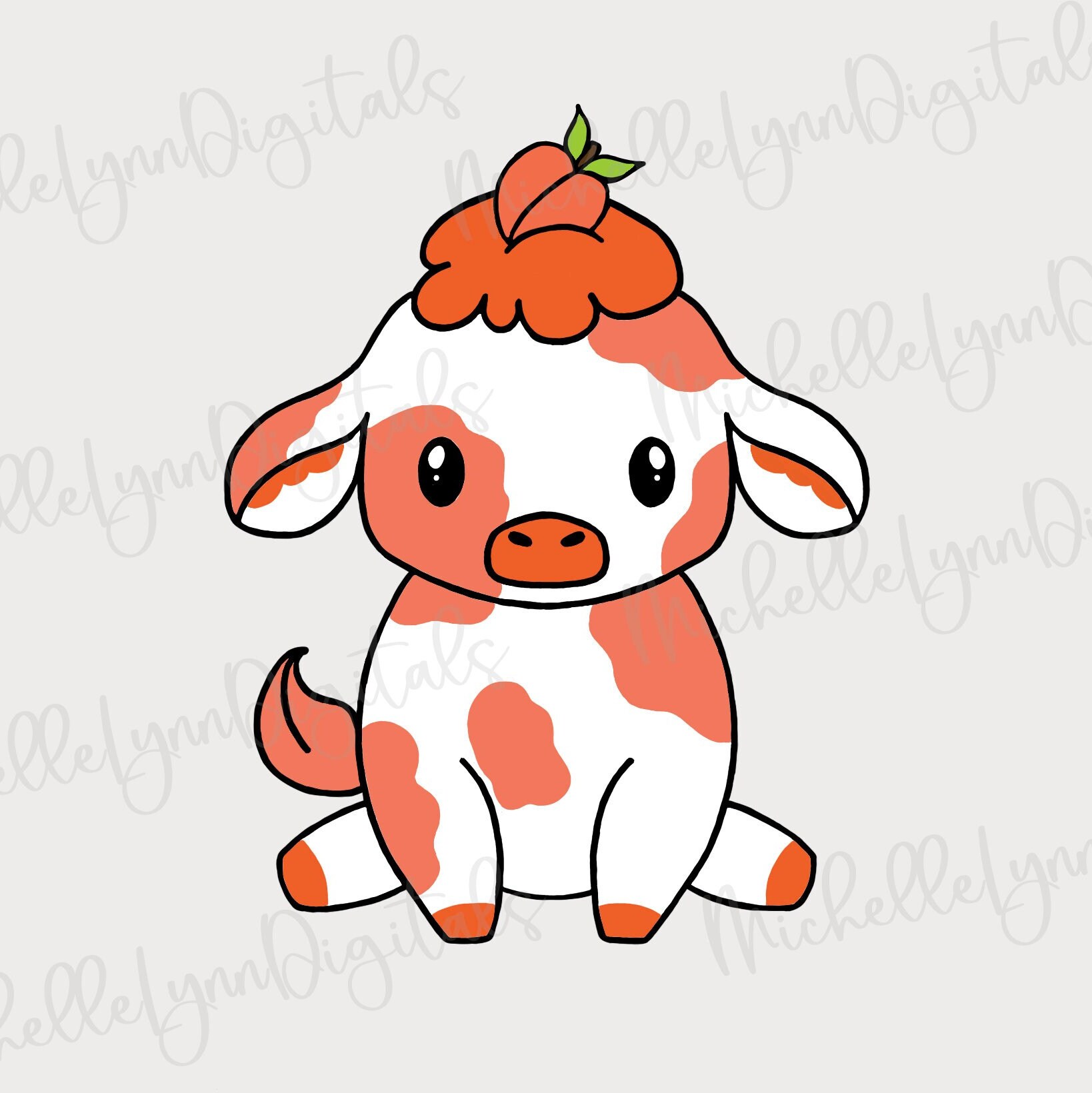 Peach Cow | SVG | PNG | Digital File | Svg Files | Animal Svg, Png ...