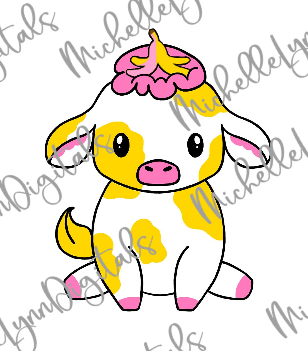Banana Cow PNG/SVG Digital File | Cute Cow File | - Etsy