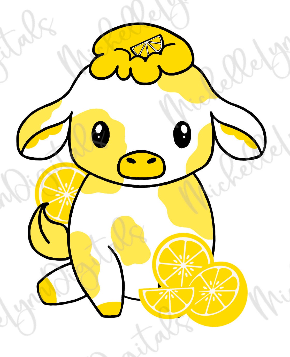 Lemon Cow SVG/PNG Digital File | Cute Cow File | - Etsy