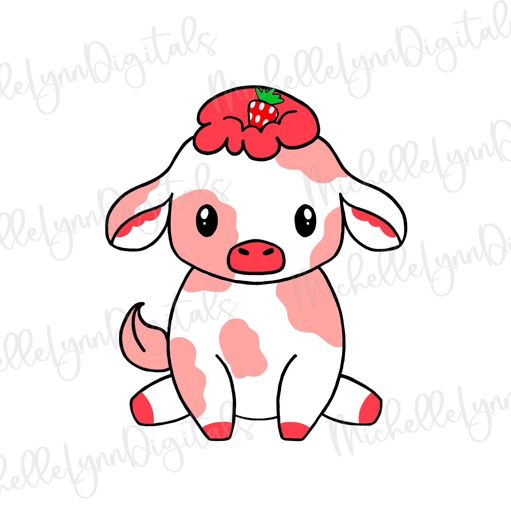 Strawberry Cow | SVG | PNG | Svg Files | Png Files | Digital Files ...