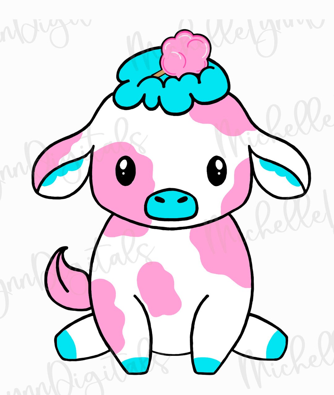Cotton Candy Cow SVG | PNG | Digital File | - Etsy