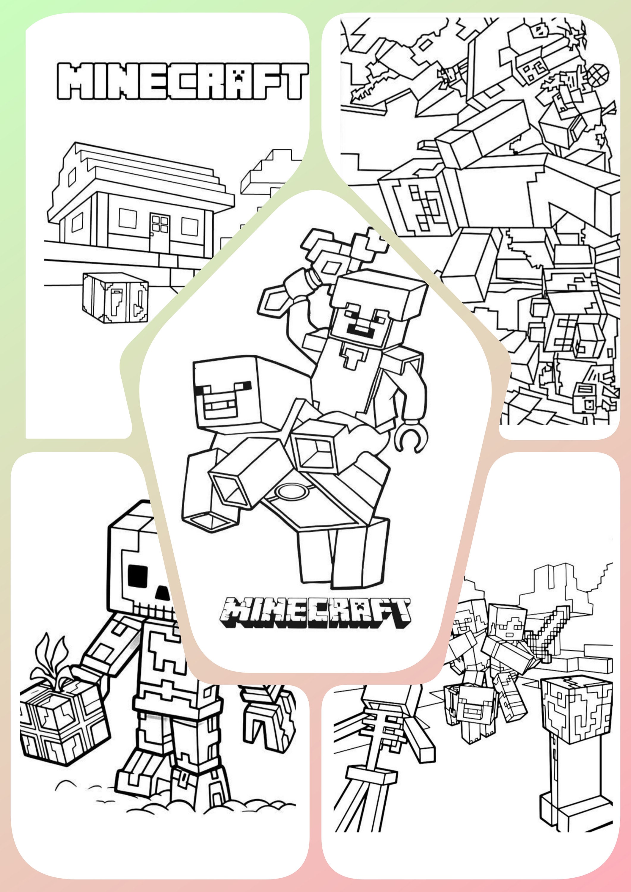 Minecraft and Roblox Colouring Sheets 20 Each Sheets Pdf File - Etsy