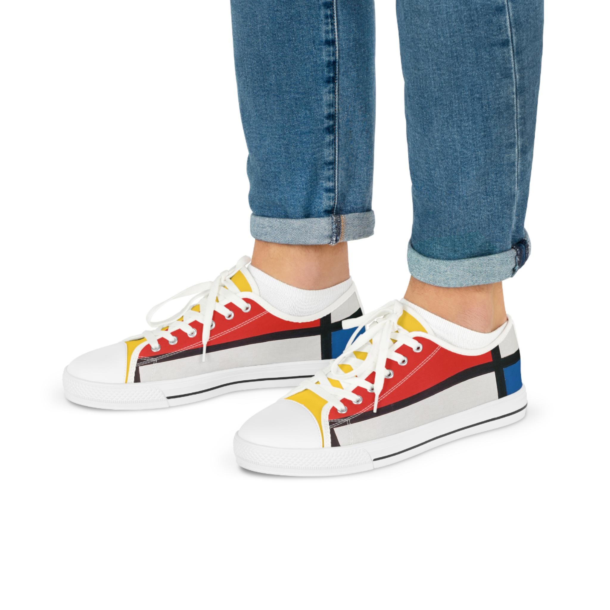 Color Block Men's Low-top Sneakers Inspired by Piet Mondrian Wearable ...