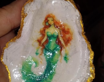 Mermaid Sitting on a Rock Oyster Shell - Etsy