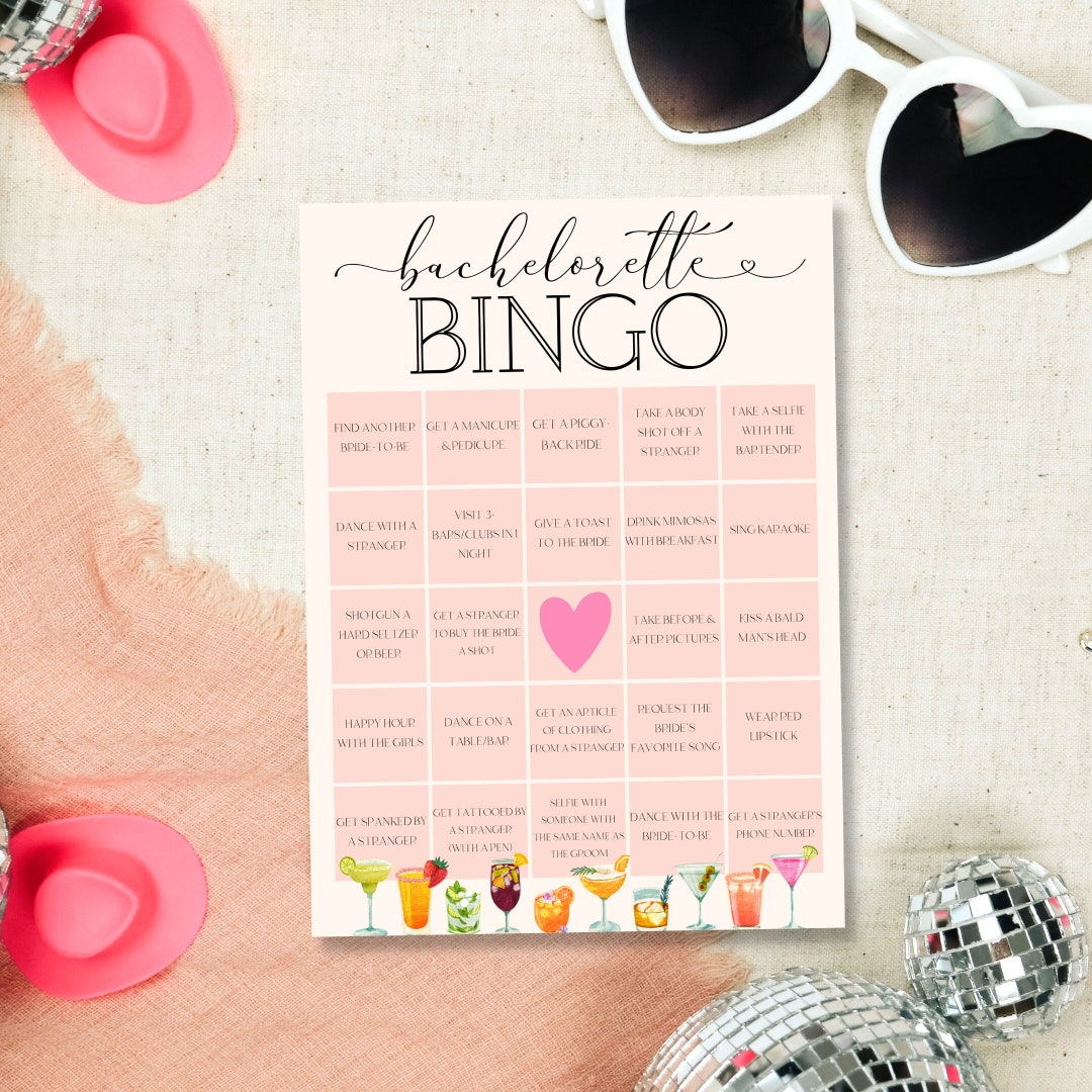 Minimalist Cocktail Bachelorette Party Bingo - Etsy