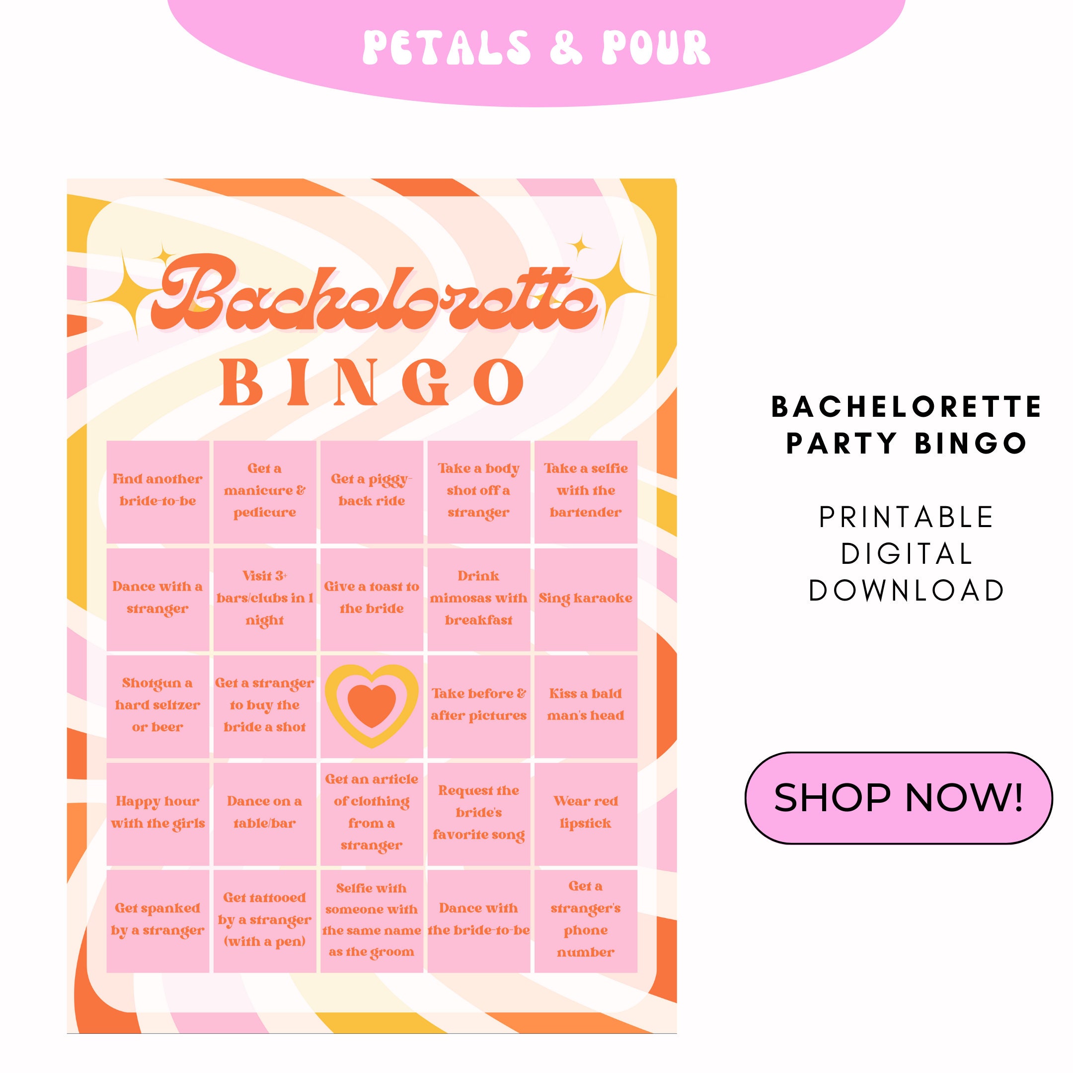 Groovy Retro Bachelorette Party Bingo - Etsy