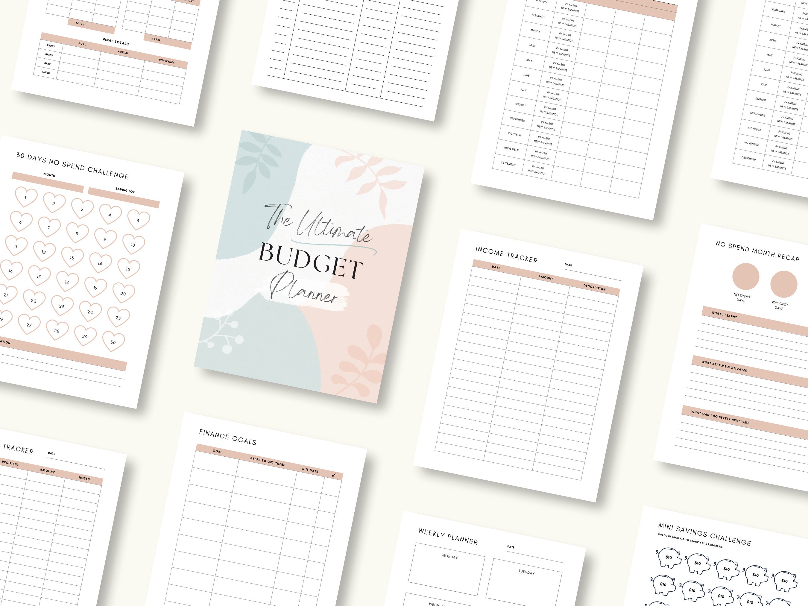 Printable Budget Planner and Workbook With Monthly and Weekly Templates ...