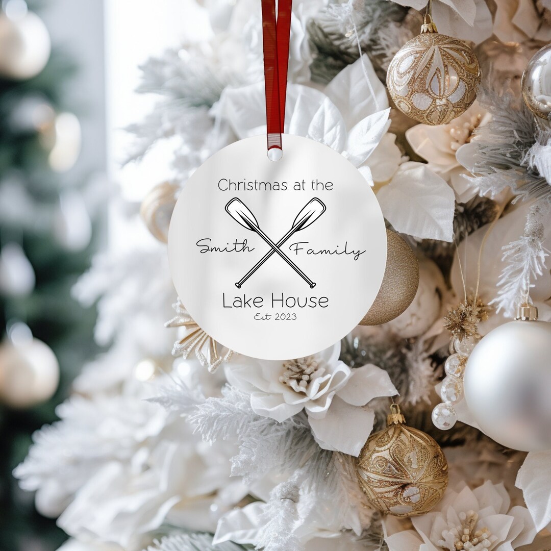 Custom Christmas at the Lake House Ornament Personalized Lakehouse ...