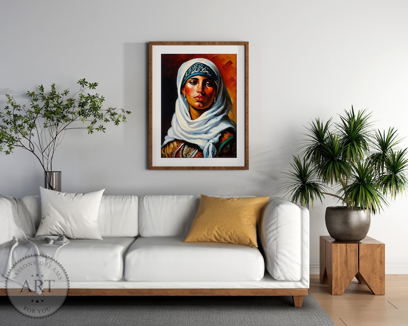 Portrait Amazigh Berber Moroccan Wall Art in Deep Watercolor Arabic ...