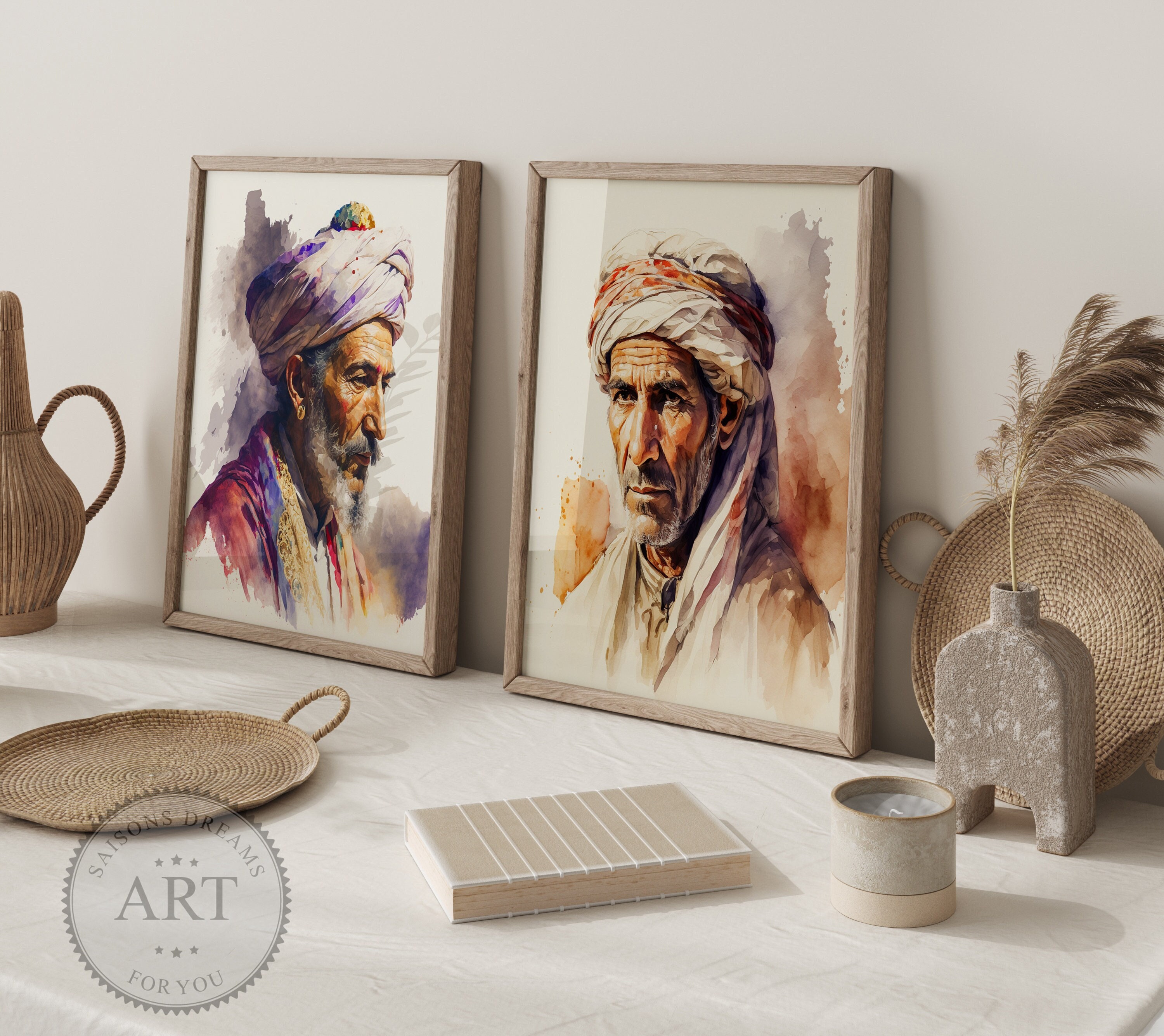 Vintage Portrait Oil Painting Digital Art Portrait of a Man Set of 6 ...