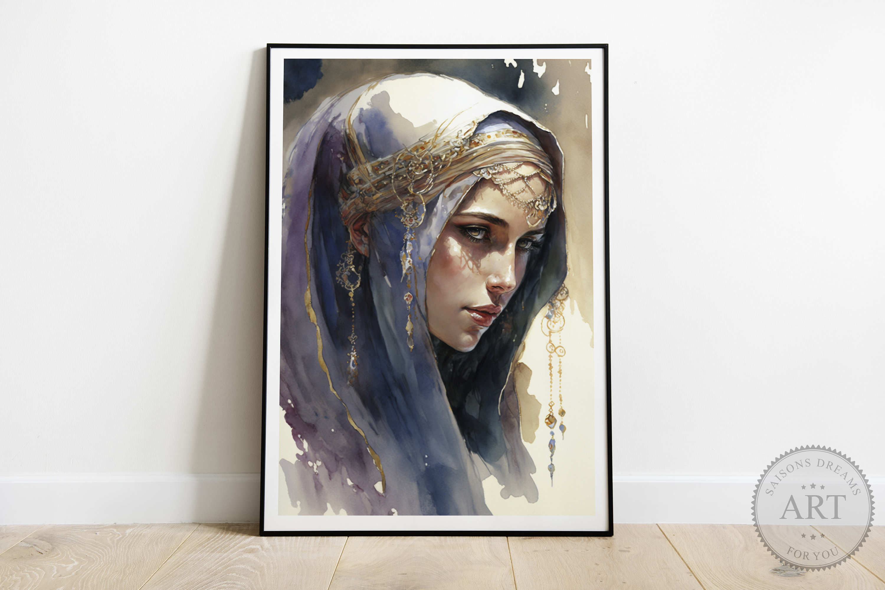 Faceless Portraits Islamic Art Bohemian Print 5 Beautiful Muslim Girls ...