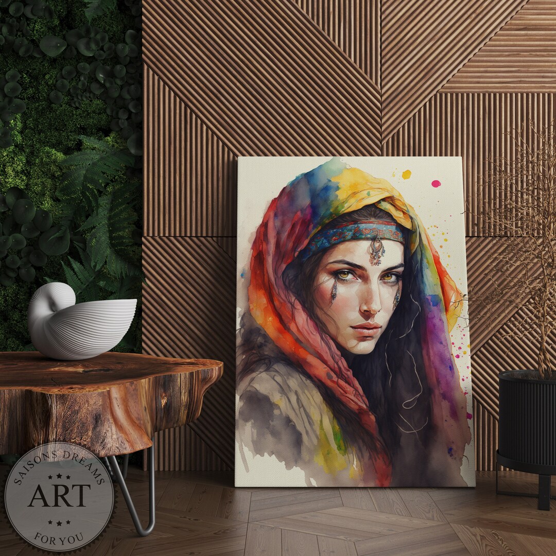 Watercolor Faceless Portraits Set of 4 Muslim Girl Wall Art Beautiful ...
