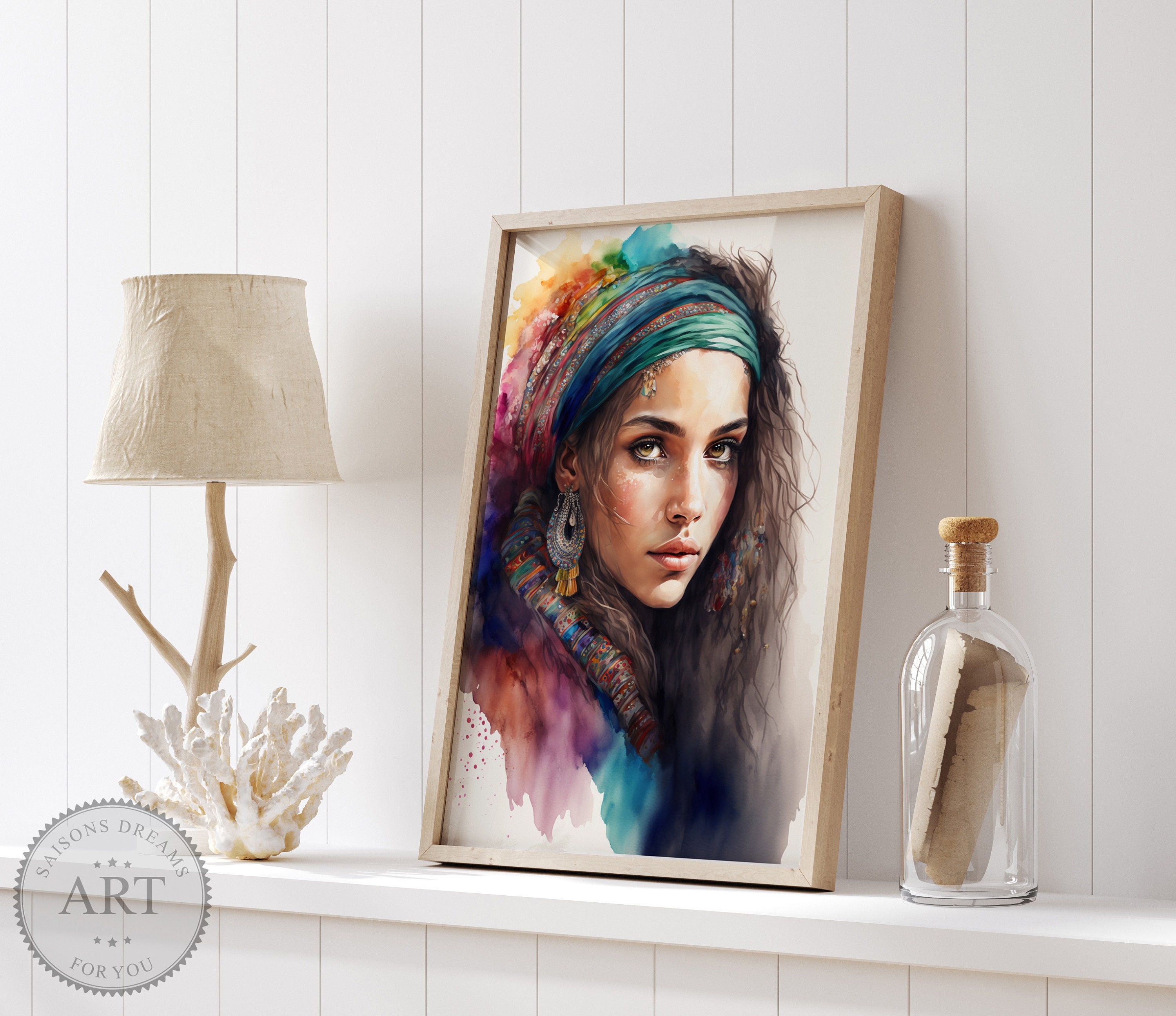 Watercolor Faceless Portraits Set of 4 Muslim Girl Wall Art - Etsy
