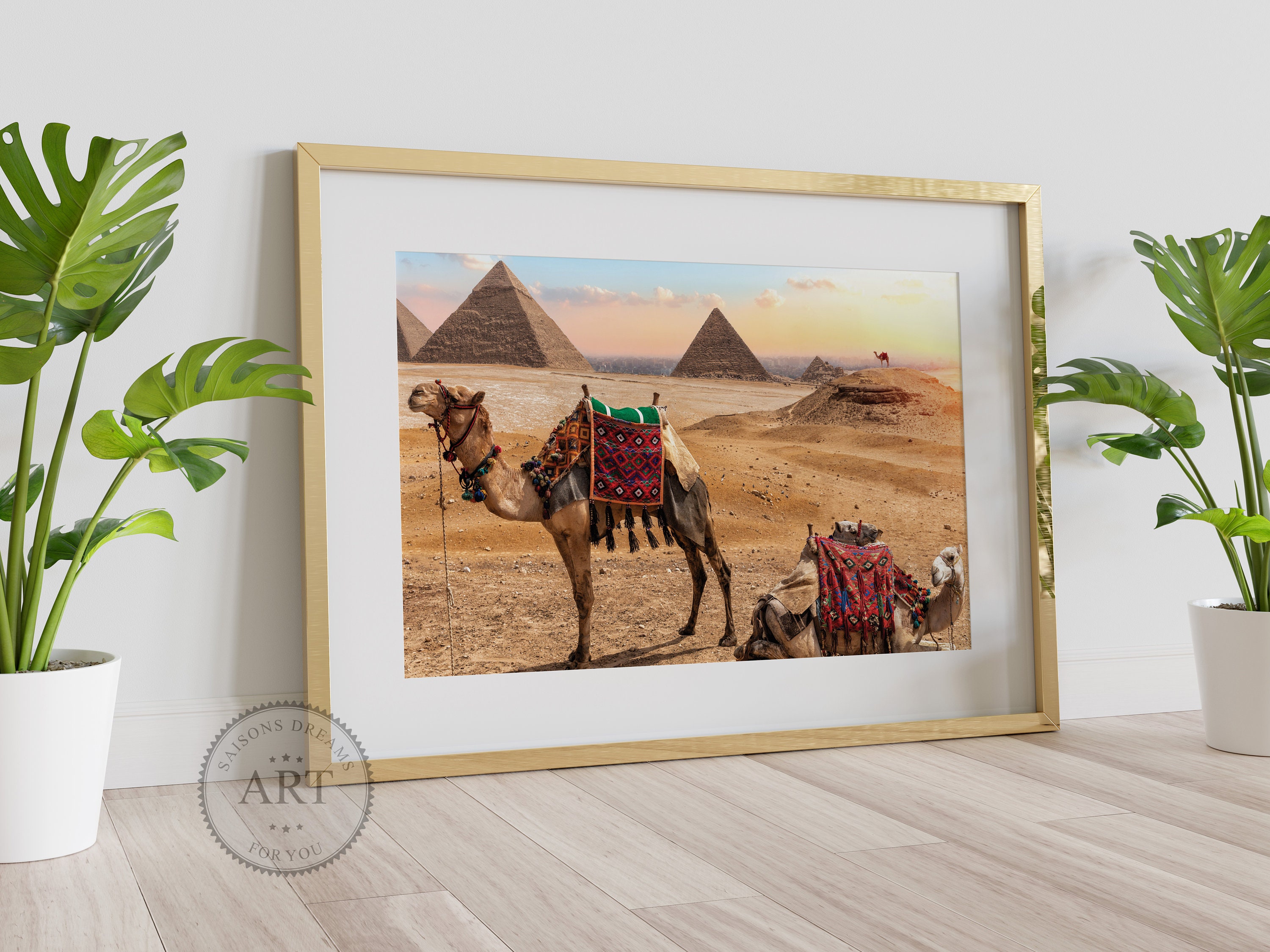 Boho Camel Egypt Print Ancient Egypt Wall Decor Camel and Pyramid Camel ...
