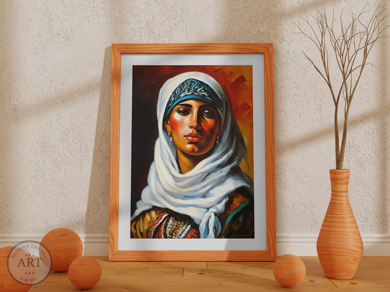 Portrait Amazigh Berber Moroccan Wall Art in Deep Watercolor Arabic ...