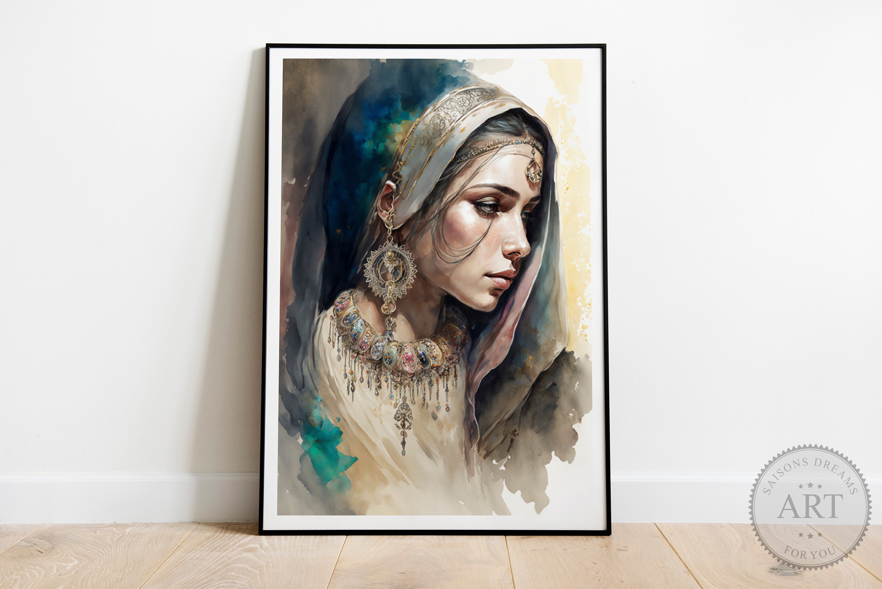 Faceless Portraits Islamic Art Bohemian Print 5 Beautiful Muslim Girls ...