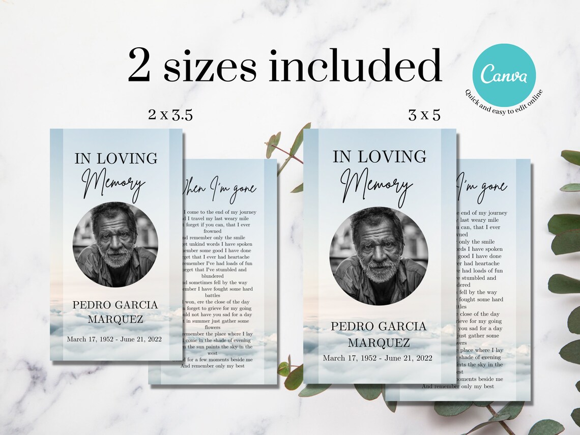 Funeral Prayer Card Template | Memorial Prayer Card Template ...