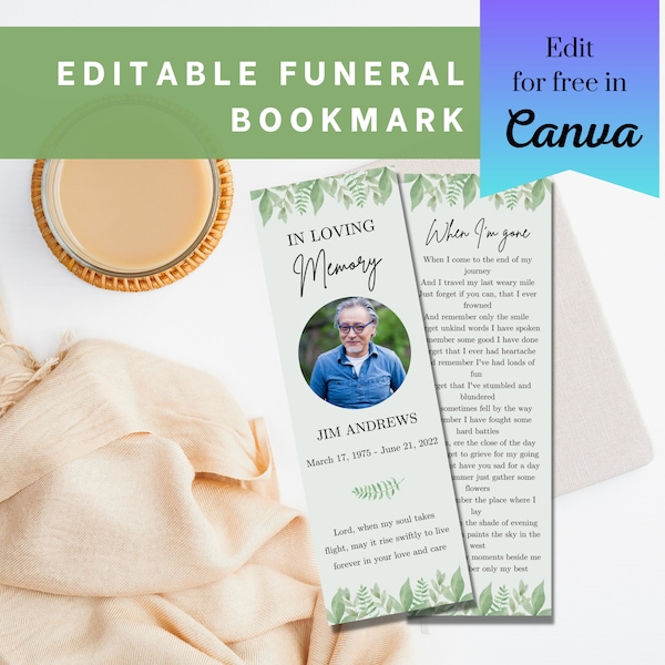 Funeral Card Bookmark - Etsy