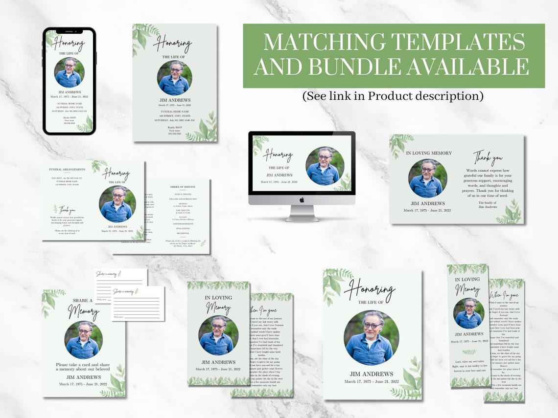 Funeral Program Template | Memorial Service Program Template | Funeral ...