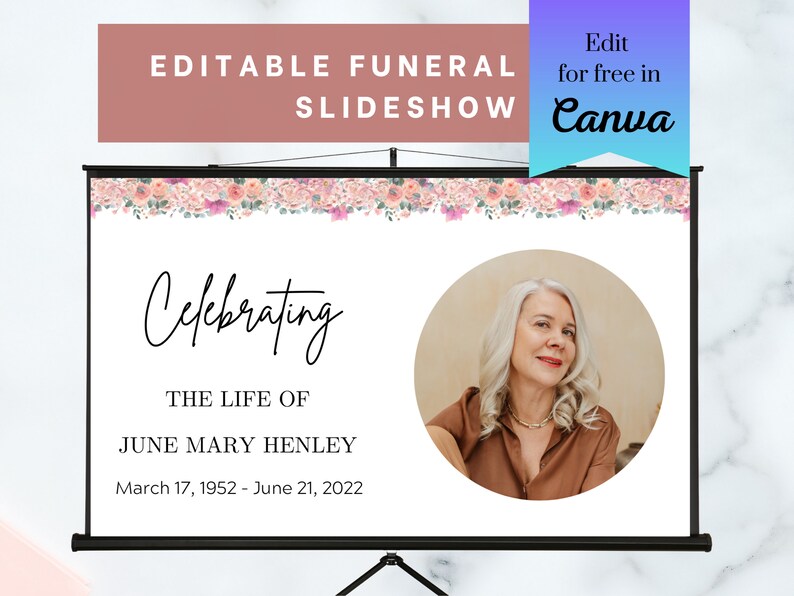 Funeral Photo Slideshow Template | Funeral Slideshow Template for Woman ...