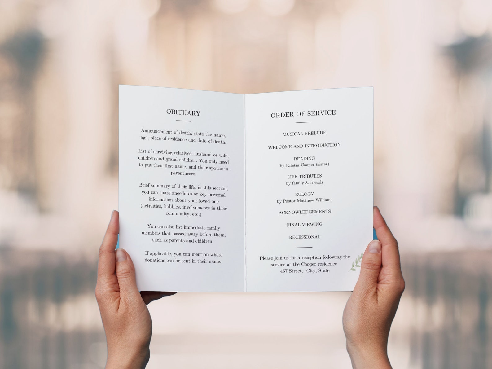 Funeral Program Template Memorial Service Program Template Funeral ...