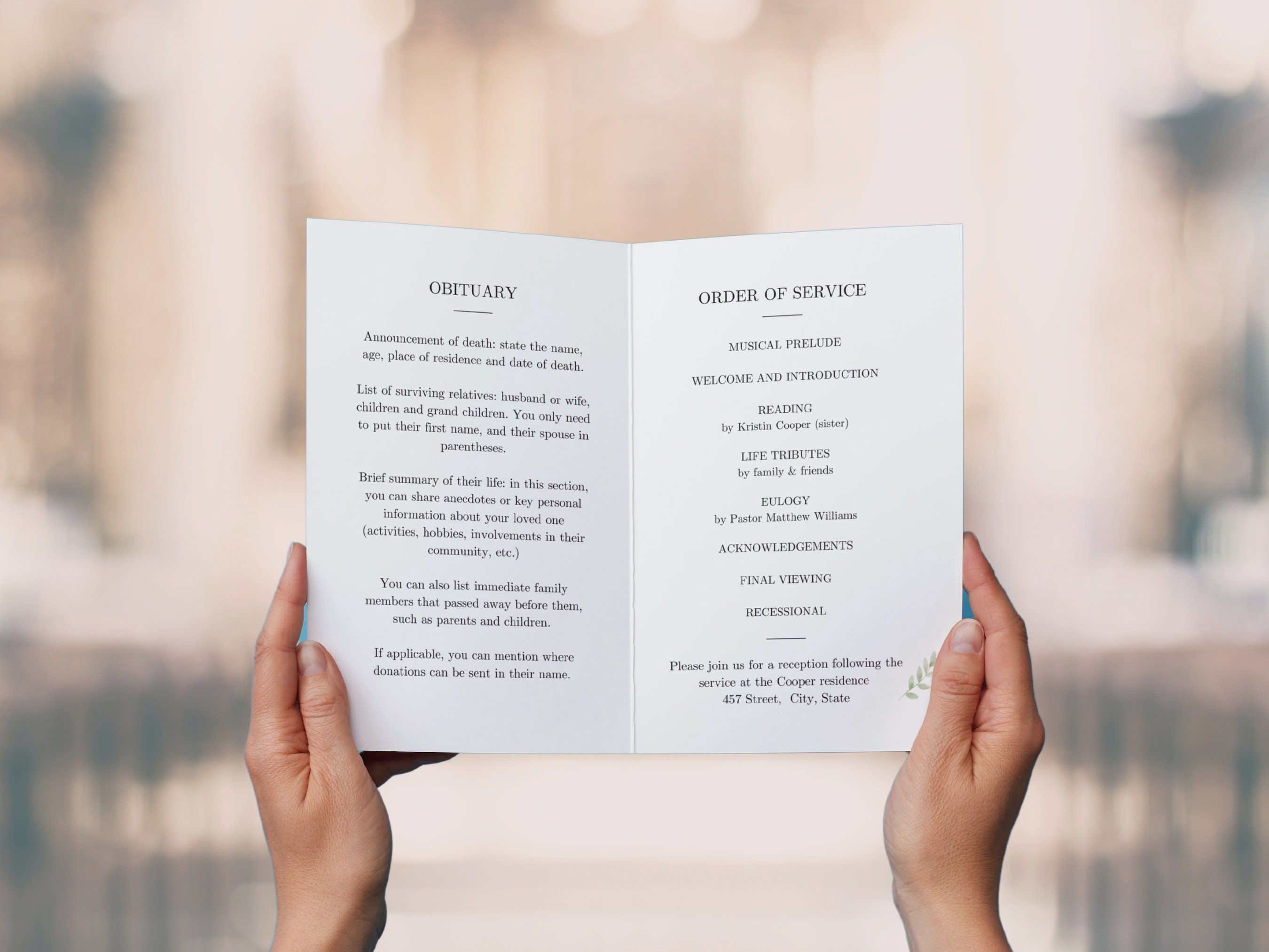 Funeral Program Template Memorial Service Program Template Funeral ...