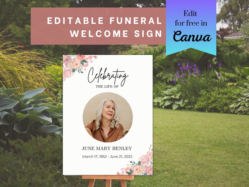 Funeral Welcome Sign Template Funeral Reception Sign - Etsy