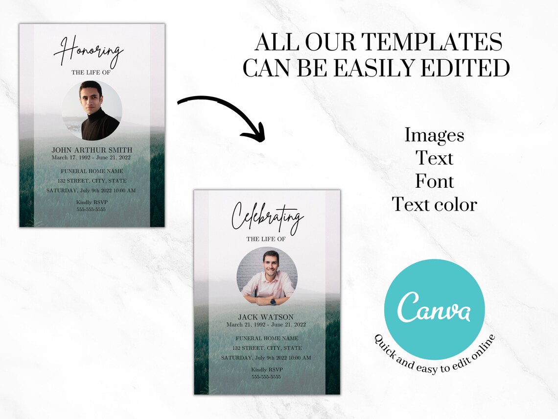 Funeral Program Template | Memorial Service Program Template | Mountain ...