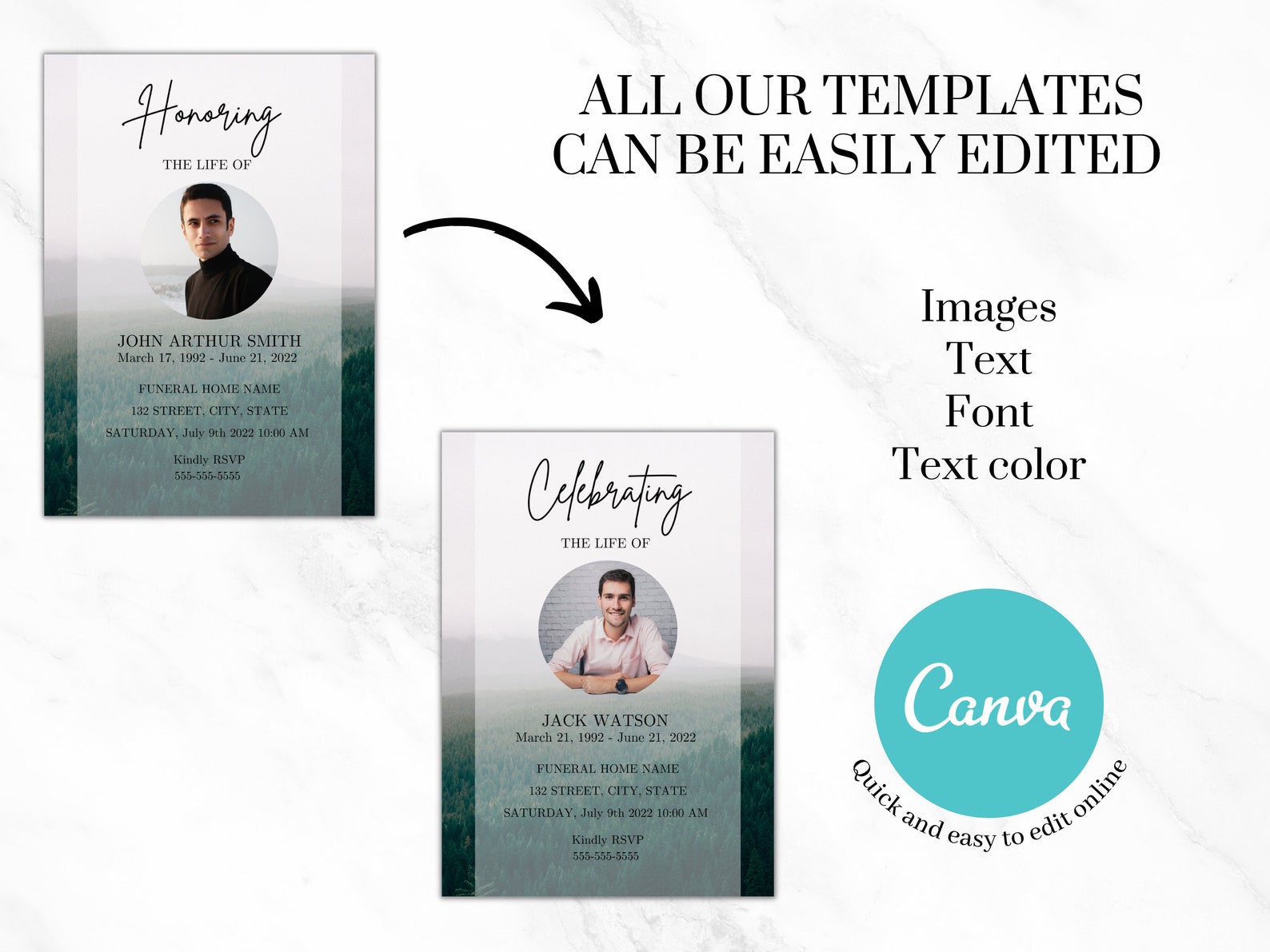 Funeral Program Template | Memorial Service Program Template | Mountain ...